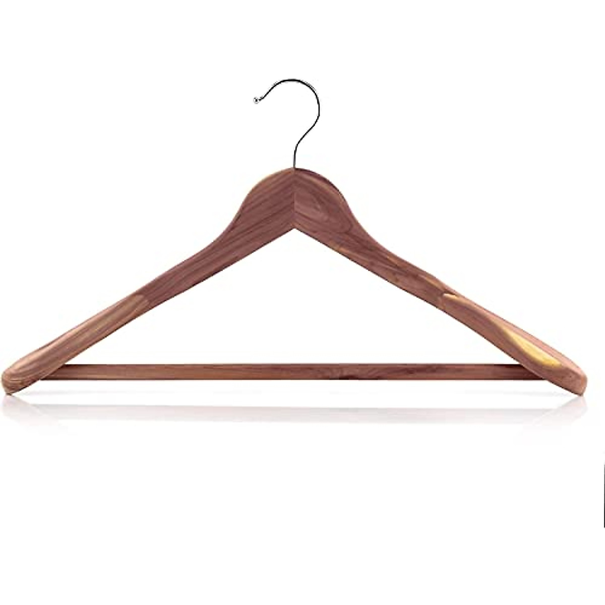 HANGERWORLD 5 Cedar Wood 17.7inch Suit Hangers with Broad Shoulders and Non-Slip Ridged Trouser Bar
