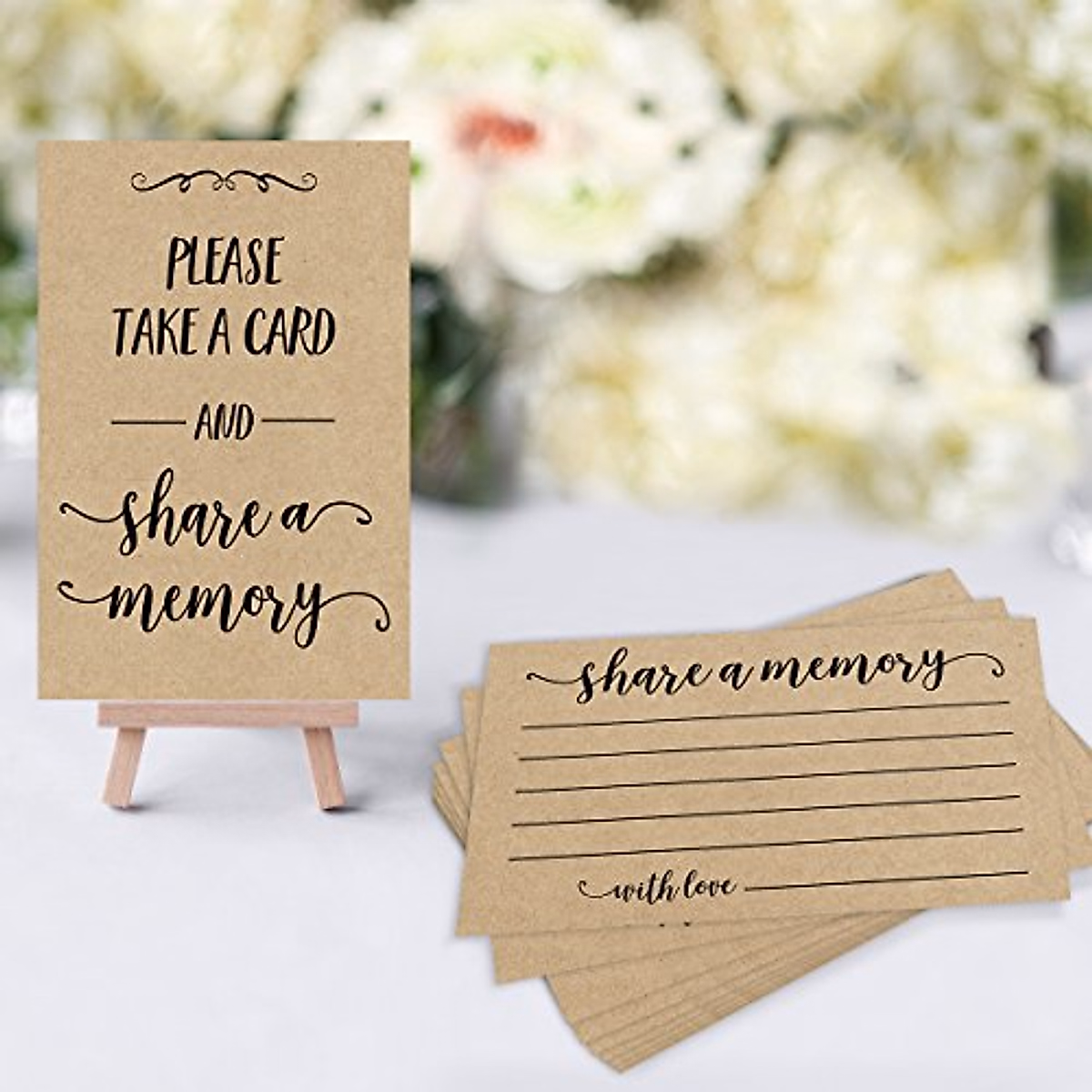 Printed Party Share a Memory Cards, Celebration of Life, Rustic Kraft, Set of 25