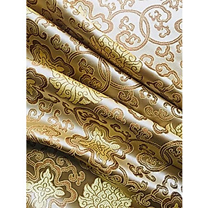 Adelaide Gold Chinese Brocade Satin Fabric by The Yard - 10058