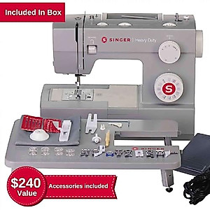 SINGER Heavy Duty 6380 Sewing Machine with Extension Table & Accessory Kit | Strong Motor with Enhanced Piercing Power, 110 Stitch Applications, Full Metal frame, 1-step Buttonhole & LED Light
