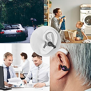 Ear Clips Ear Buds Bone Conduction Earbuds for Small Ear Canals, Open Ear Earbuds Bluetooth with Earhooks Sport Clip on Headphones Up to 24 Hours Playtime Waterproof Outer Headphones Black
