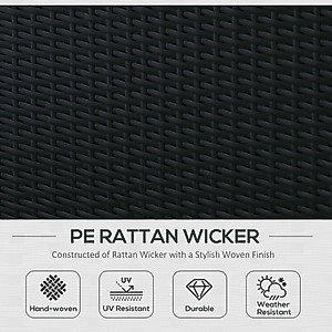 Outsunny 7-Piece Patio Furniture Sets Outdoor Wicker Conversation Sets All Weather PE Rattan Sectional Sofa Set with Cushions & Tempered Glass Desktop, Dark Blue