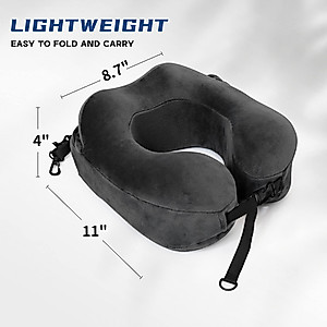 Cuddool Hoodie Travel Neck Pillow - Memory Foam Neck Pillow Head Chin Support Airplane, Car, Office & Home Sleep Rest Traveling Pillow(Black,M)