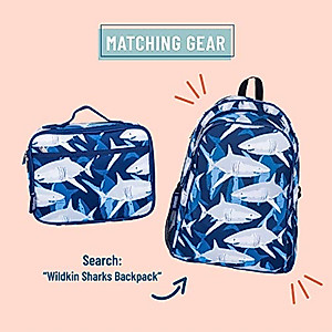 Wildkin Kids Insulated Lunch Box Bag for Boys & Girls, Reusable Kids Lunch Box is Perfect for Elementary, Ideal Size for Packing Hot or Cold Snacks for School & Travel Bento Bags (Sharks)