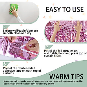 Pink Foil Fringe Curtain - Wavy Pink Fringe Backdrop 3.3 x 6.6 Feet, Pack of 3 | Pink Streamers Party Decorations Pink Birthday Decorations Valentine's Day Decoration Party Supplies