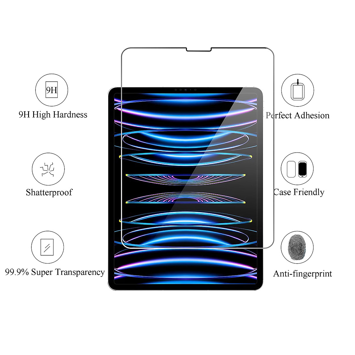 Ailun Screen Protector for iPad Pro 11 inch 2022/2021/2020 (4th/3rd/2nd Generation) 3 Pack + 2 Pack Camera Lens Protector,Tempered Glass,Face ID & Apple Pencil & Case Compatible [5 Pack]