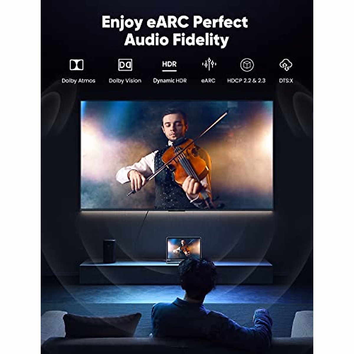 Snowkids 8K HDMI Cable 2.1 10FT 2-Pack, 48Gbps Ultra High Speed HDMI Braided Cord (8K@60Hz 7680x4320, 4K@120Hz) HDCP 2.2&2.3, eARC,HDR10, Dynamic HDR, Compatible with Roku TV/HDTV/PS5/Blu-ray