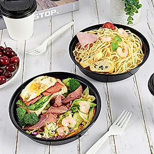 MUCHII [50 Pack Meal Prep Container, 24 oz Round To Go Containers with Lids, Plastic Containers for Food Microwave and Freezer Safe.