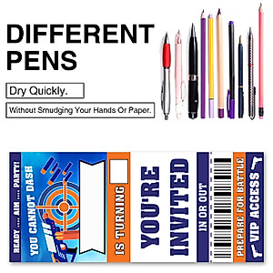 VAHATAN Dart Gun Birthday Party Invitations 20 Pack Dart Gun Ticket Invitations with Envelopes Invites Cards for Birthday Party