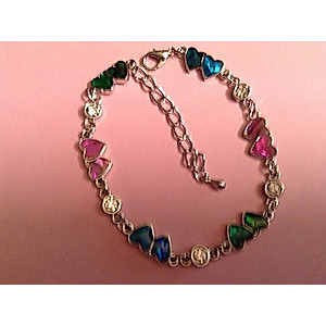 SHELL OF THE SEA, DOUBLE HEART PAUA SHELL & CZ STONE INLAYED BRACELETS