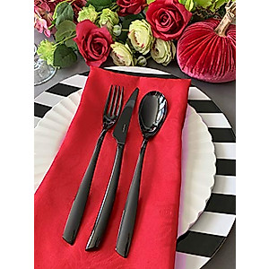 Bugatti Italy Riviera Black 5 Piece Place Setting flatware set cutlery silverware dinnerware (Black shiny)