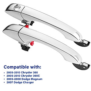 Lcyolada 4Pcs Exterior Door Handles for Chrysler 300C 2005 2006 2007 2008 2009 2010, Dodge Magnum 2005-2008 & Charger 2007,CH1310142, 5065801AG