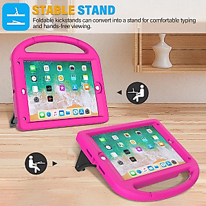 SUPLIK Kids Case for iPad 5th/6th Generation(9.7 inch, 2017/2018), iPad Air 2/1 & Pro 9.7 Case with Screen Protector, Durable Protective Cover with Handle Stand for Apple iPad 5/6 Gen, Pink