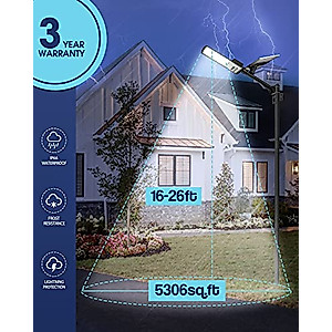 KingHe Solar Street Lights Outdoor Waterproof-30000 Lumen Solar Parking Lot Lights,Security Flood Lights with Motion Sensor Control for Yard, Path, Garage, Home,Dusk to Dawn, Commercial Grade