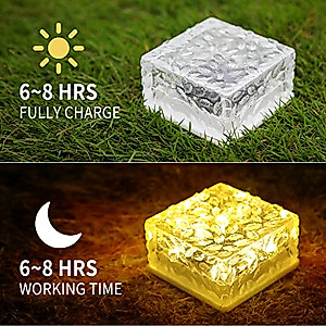 XKSINMY Solar Outdoor Lights Solar Brick Lights Water Proof Solar Ground Lights 4.3 * 4.3inch Warm White Led Lights for Patio Pathway Lawn Yard Deck Driveway Walkway