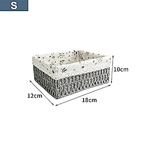 ＫＬＫＣＭＳ Multipurpose Rattan Storage Basket Decorative Baskets for Living Room Tabletop Bedroom, Medium Grey A