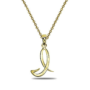 GemStar USA Yellow Gold Flashed Sterling Silver I Letter Initial Alphabet Name Personalized 925 Silver Pendant Necklace