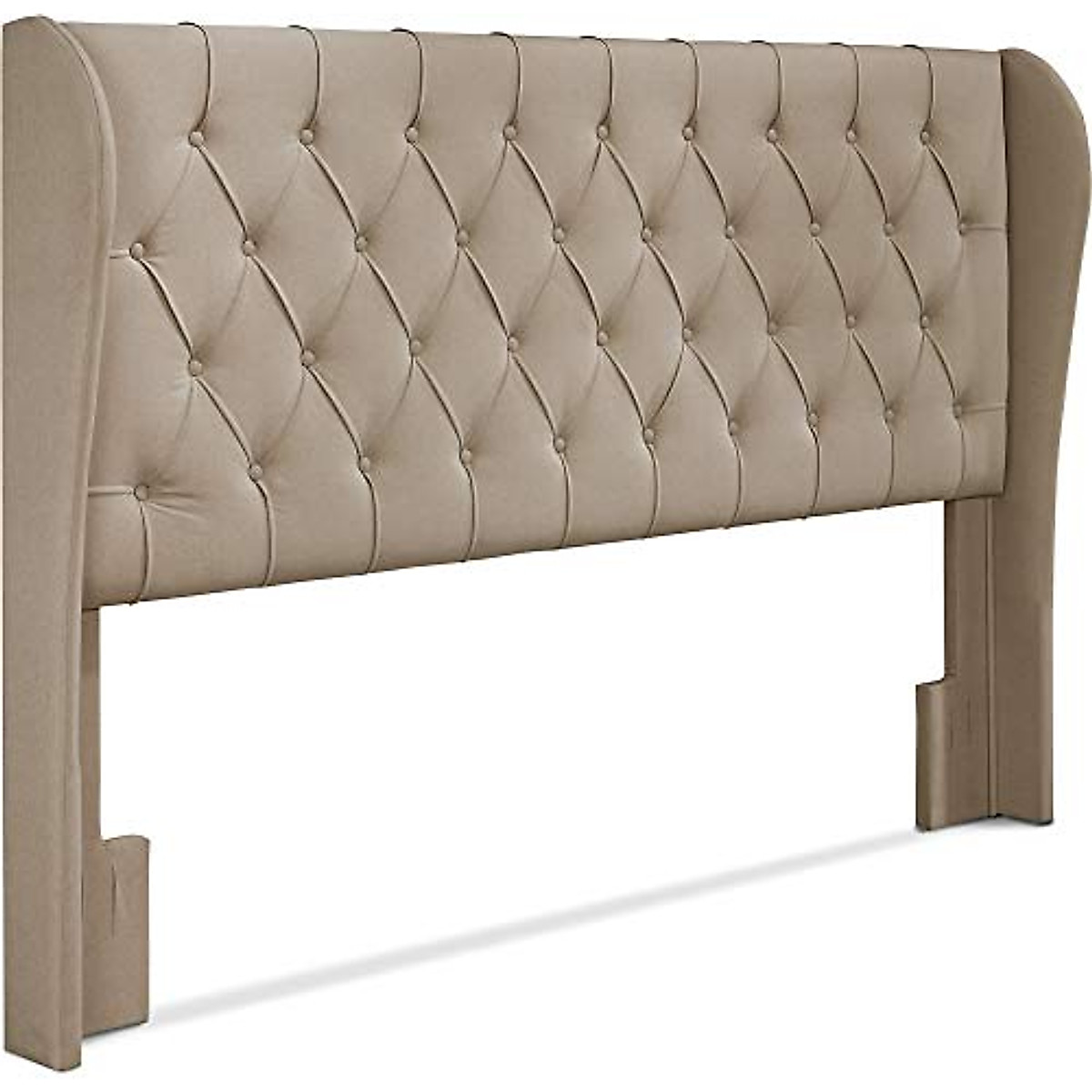 Lillian August Modern Wingback Upholstered Headboard with Diamond-Tufting, Soft Fabric Bedroom Accent Furniture, Eastern King, Beige