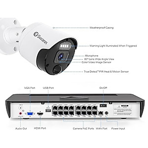 SWANN Master 4K, 16 Channel Home Security Camera System, 2TB NVR, 10 PoE IP Cameras Outdoor, Wired Surveillance CCTV, Heat Motion Vehicle Detection, LED Light, 24/7 Recording Security Camera, 1676810