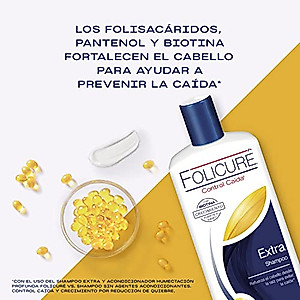 2 PACK!! FOLICURÉ EXTRA SHAMPOO CONTROL CAÍDA CON BIOTINA, CRECIMIENTO FUERTE Y SANO