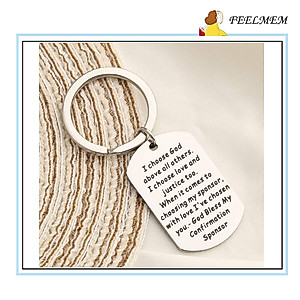 FEELMEM Confirmation Sponsor Gift Sponsor Keychain Sponsor Thank You Keychain Baptism Confirmation Sponsor Proposal Gift for Godparents Godmother Catholic Mentor Gift (silver)