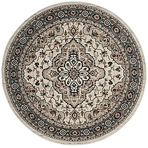 SAFAVIEH Lyndhurst Collection Area Rug - 7' Round, Cream & Beige, Traditional Oriental Design, Non-Shedding & Easy Care, Ideal for High Traffic Areas in Living Room, Bedroom (LNH338B)