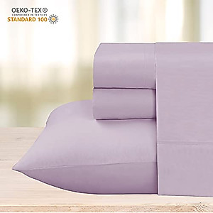Cathay Home Essentials Ultra Soft Hypoallergenic Wrinkle Resistant Double Brushed Microfiber Bedding Sheet Set, Lavender,3 pcs, Twin