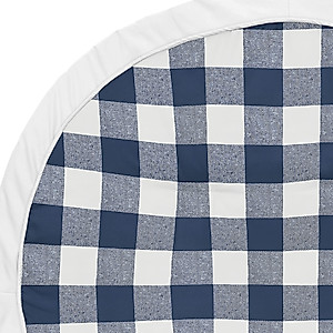 Sweet Jojo Designs Navy Buffalo Plaid Check Boy Baby Playmat Tummy Time Infant Play Mat - Blue and White Woodland Rustic Country Farmhouse Lumberjack