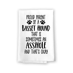 Honey Dew Gifts, Proud Parent of a Rottweiler That is Sometimes an Asshole, Funny Pet Kitchen Towels, Absorbent Dog Themed Hand and Dish Towel