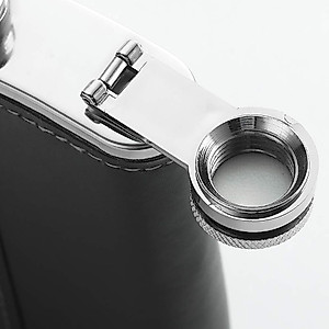 YWQ Stainless Steel American Flag Flask, Soft Touch Cover Liquor Flasks 8oz | Leak Proof Black PU Leather Heavy Duty Hip Set, Includes Funnel