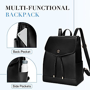 Missnine Small Backpack Purse for Women Fashion PU Leather Mini Backpack Girls Ladies Travel Bag Casual Daypack Black