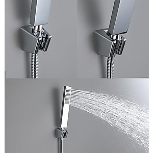 Handheld Shower Head Bracket for Bathroom, Wall Mount Robust Shower Head Holder, Universal Hand Held Shower Wand Hose Sprayer Holder, Chrome