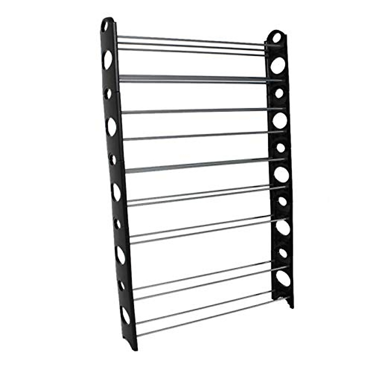 conrover 10-Tier Shoe Rack Shoes and Boots Storage Organizer 50 Pairs Shoe Rack for Entryway Closet and Bedroom Shoe Shelf Metal & Plastic Shoe Tower, Black & Silver