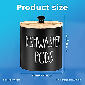 Dishwasher Pod Holder with Lid Stylish Dishwasher Tablet Container Wide Opening Dishwasher Pod Storage Round Shape Dishwasher Pod Canister Dishwasher Pod Organizer for Home Kitchens (Black)