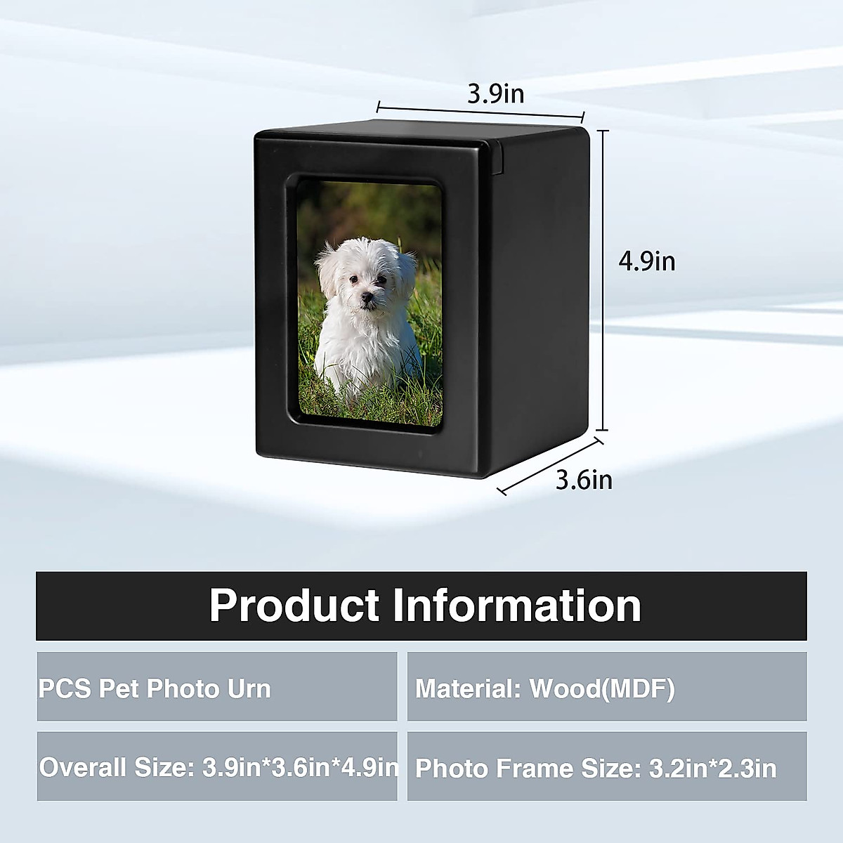 PCS Pet Urns for Dogs Ashes, Dog Photo Urn, Pet Cremation Box, Urns for Dog Ashes, Dog Ashes Urn Black-Small