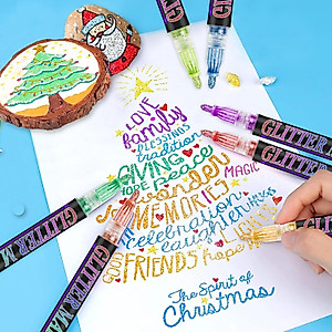 Celepen Glitter Marker Pens, 12 Colors Metallic Shimmer Glitter Markers Paint Pens, Glitter Art Marker for Kids Adults DIY Crafts Greeting Birthday Cards Making Poster Album Scrapbooking Wood