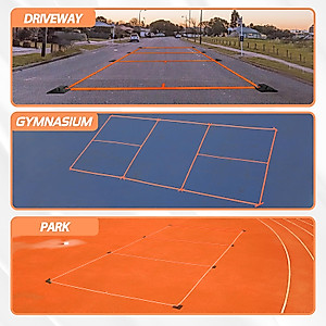 Professional Portable Pickleball Court Marking Kit for Outdoor & Indoor with Stainless Steel Shovel & Sand Bags for Sand or Tape | Pickleball Boundary Lines Set for Street, Parking Lot or Tennis Court