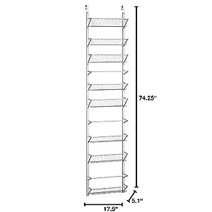 8 tier, Over the Door Organizer - Hanging Wall Rack for Closet, Bathroom, or Kitchen Organization and Storage - Metal Pantry Shelves by Home-Complete (White)