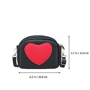 KESYOO Peach Heart Shoulder Bag Girl Shoulder Bag Black Messenger Bag Girls Shoulder Bag Sling Bag for Kids Purse Bag Kids Pu Leather Messenger Bag Girls Bag Coin Purse One Shoulder Child