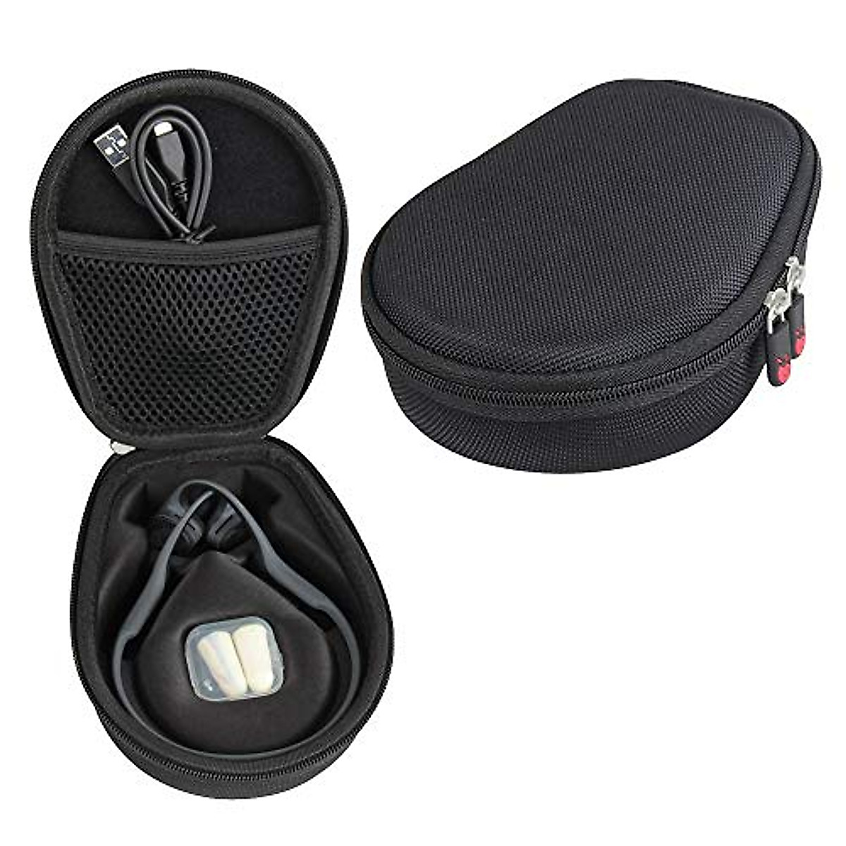 Hermitshell Hard Case for AfterShokz Trekz Air/AfterShokz Aeropex/Titanium Mini/Shokz OpenRun Pro Open Ear Wireless Bone Conduction Headphones AS650 / AS800 (Black) (Only Case)