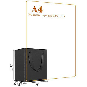 EUSOAR Black Mini Gift Wrap Bags, 50 Pack 4x2.75x4.5 inches Paper Bags with Handles, Heavy Duty Totes Bulk for Wedding, Grocery, Boutique, Retail, Business, Party Favors, Baby Showers, Birthdays
