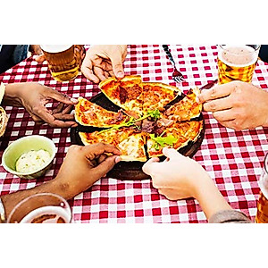 GSM Brands Disposable Tablecloths (5 Pack) - Plastic Tablecovers for Picnics or Parties with Checkered Red and White Design