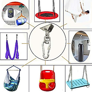 Arlai Hanging Chair Hardware Hanging Kit - Heavy Duty 360° Rotate Ultra Durable Hooks for Swing, Yoga, Playground, Gym, Punching Bag Hanger, 1000 lb Capacity