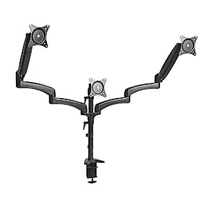 VIVO Triple Monitor Height Adjustable Desk Mount, 2 Pneumatic Arms, 1 Fixed, Counterbalance Stand, 17.6 lbs Weight Capacity, Max VESA 100x100, Fits up to 32 inch Screens, Black, STAND-V103G