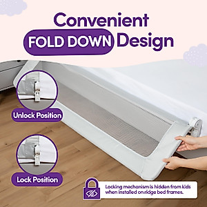 Bed Rail for Toddlers - Extra Long Toddler Bedrail Guard for Kids Twin, Double, Full Size Queen & King Mattress - Baby Bed Rails for Children (Grey XL)