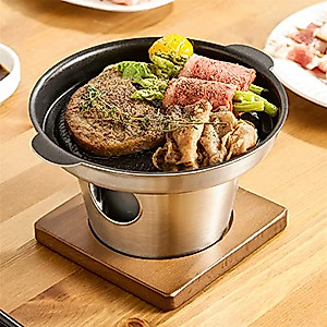 GEEKLLS Charcoal grills Mini Barbecue Oven Grill One Person Cooking Home Wooden Frame Alcohol Stove BBQ Outdoor Garden Party Roasting Meat Tool