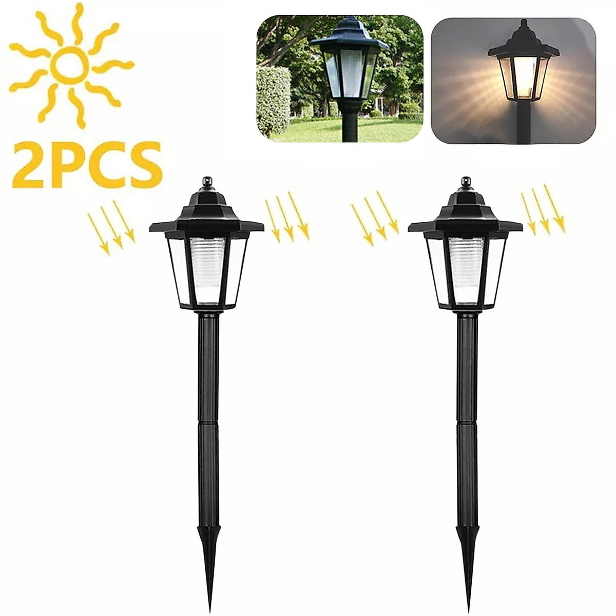 LED Solar Pathway Lights Outdoor, Outdoor Solar Hexagonal Lights, Waterproof Solar Lights for Outside, Garden, Landscape, Driveway, Walkway, Yard, Sidewalk, Lawn (2PC)