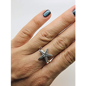 Starfish Ring 925 Sterling Silver Vintage Boho Chic Animal Sea Jewelry (8)