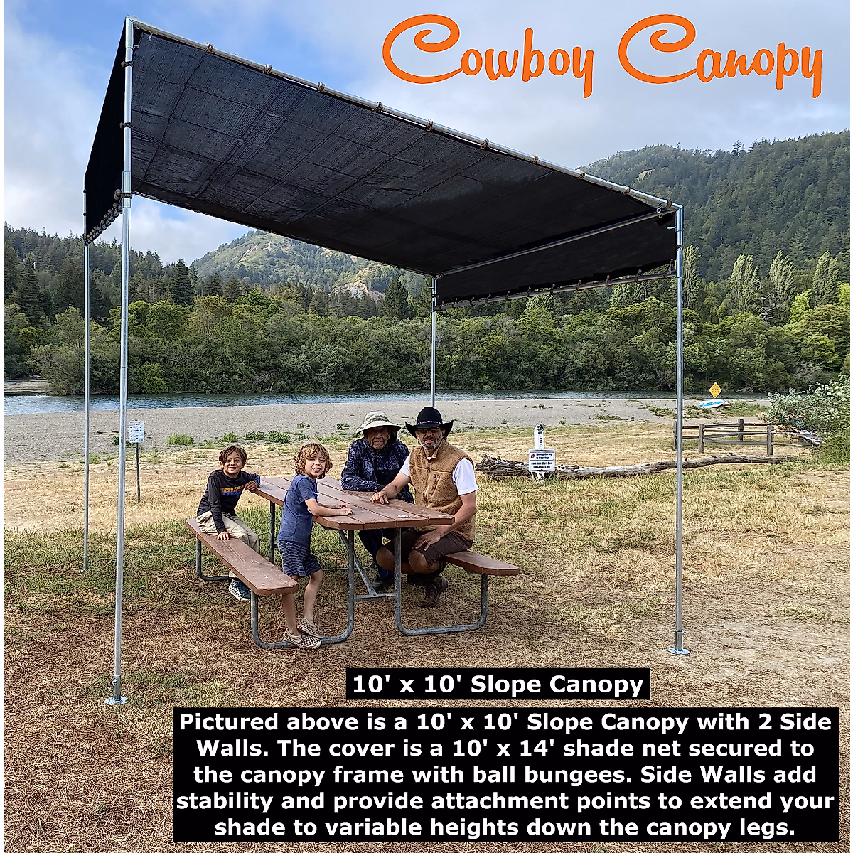 10' x 10' Slope, Lean-to Canopy Fittings Kit, DIY Metal Carport Frame Parts, 1" EMT