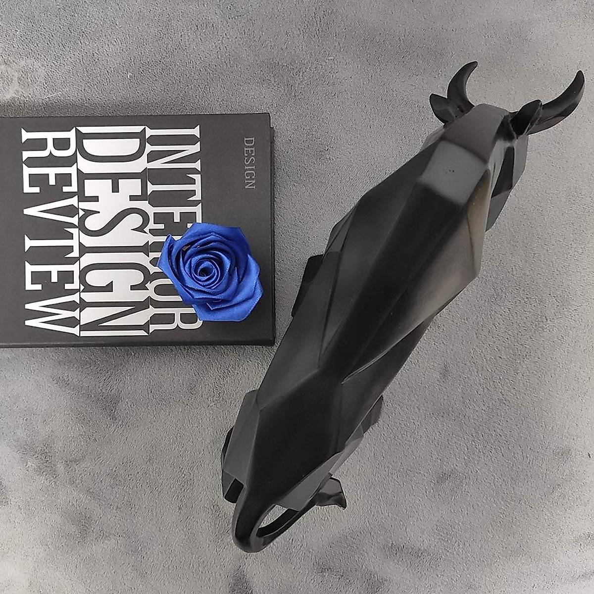 ASNOMY Polyresin Bull Figurine Home Decor, Abstract Sculptures, Originality Home Decoration Furnishing Animal Ornament, Geometric Surface Statues Home Decor Ornament